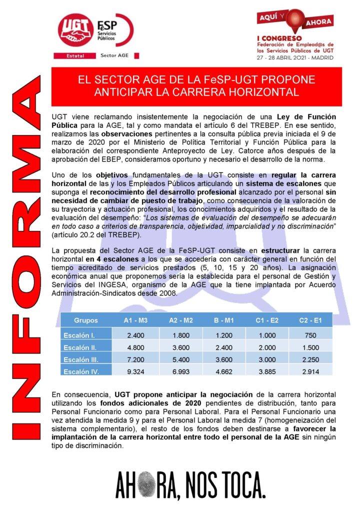 EL SECTOR AGE DE LA FeSP-UGT PROPONE ANTICIPAR LA CARRERA HORIZONTAL ...